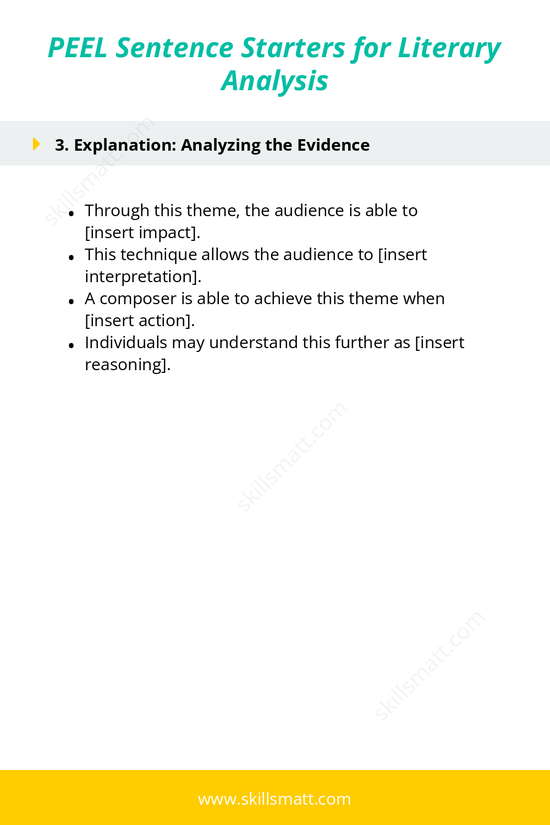 PEEL Sentence Starters for Literary Analysis
